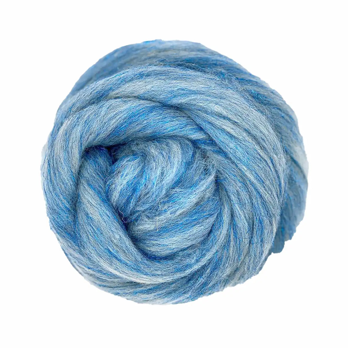 Glitter White/Blue Fiber Blend - Merino & Stellina