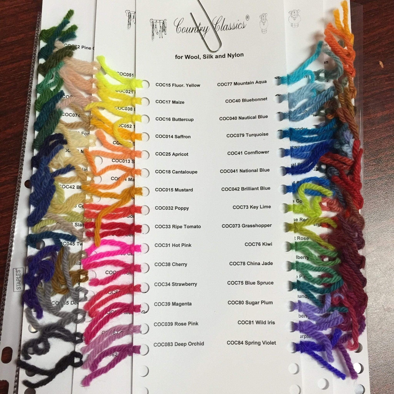 Country Classics Dye Color Card