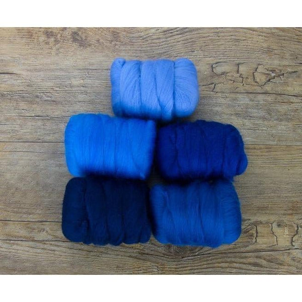 Blue Merino Wool Bag - Delta Blue with 50g Included