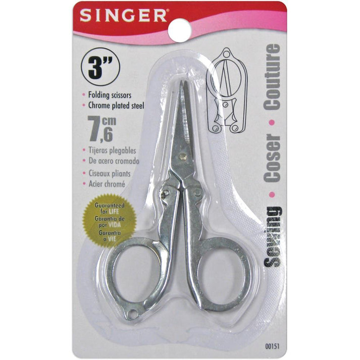 Folding Scissors - 3 Inch Plated Steel for Travel and Sewing